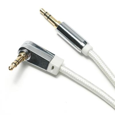 China White AUX Digital Audio SPDIF Cable 90° 3.5mm Knited rope Plated Aluminum Alloy For Sound Speaker Car Audio 0.92M for sale