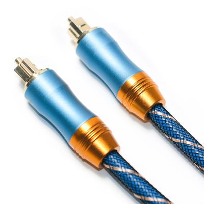 China Toslink Digital Cable Premium OD6.0 Knited Rope Plated Frosted Shell Square Interface Blue 1.5M HiFi Sound For Subwoofer for sale