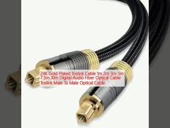 24K Revestido de Ouro Toslink Cable 1m 2m 3m 5m 7.5m 10m Digital Audio Fiber Optical Cable Toslink macho para macho cabo óptico