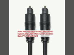 Novo som de alta fidelidade Toslink Cabo digital de áudio óptico S/PDIF banhado a ouro conector preto PVC 1,5 M 2,4 M 3 M