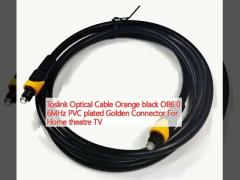 Toslink Cabo Óptico Laranja Preto OB6.0 6MHz PVC Revestido Conector Dourado Para TV de cinema em casa