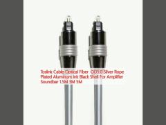 Van het de Optische Vezelod5.0 de Zilveren Kabel Geplateerde Aluminium van de Toslinkkabel Inkt Zwarte Shell For Amplifier Soundbar 1.5M 3M 5M