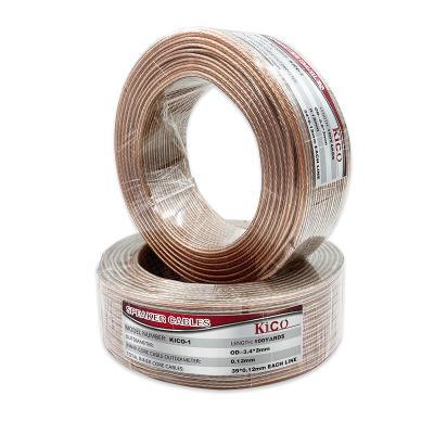 China 2 Core Speaker Cable 54*0.12mm 39*0.12mm Bare Tinned Copper Audio Cable Transparent Speaker Wire for sale