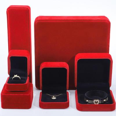 Quality OEM ODM high end velvet Jewellery Box luxury customizable logo Red Velvet Jewelry Box for sale