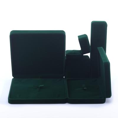 Quality hign quality velvet Jewellery Box handmade square Dark green Velvet Jewelry Box for Necklace Bracelet Ring for sale