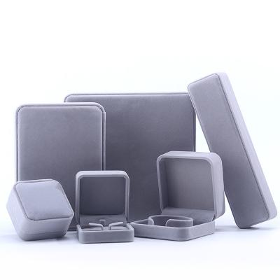 Quality Customized Size Gray Velvet Jewelry Box for Necklace ring Earrings Bracelet Packaging for sale