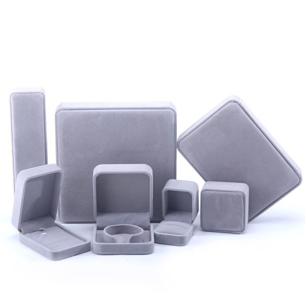 Quality Customized Size Gray Velvet Jewelry Box for Necklace Stud Earrings Bracelet for sale