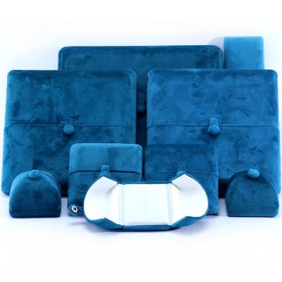 중국 우아한 이중 문 보석 상자, 고급스러운 파란색 벨벳 보석 상자, 로고 포함 판매용