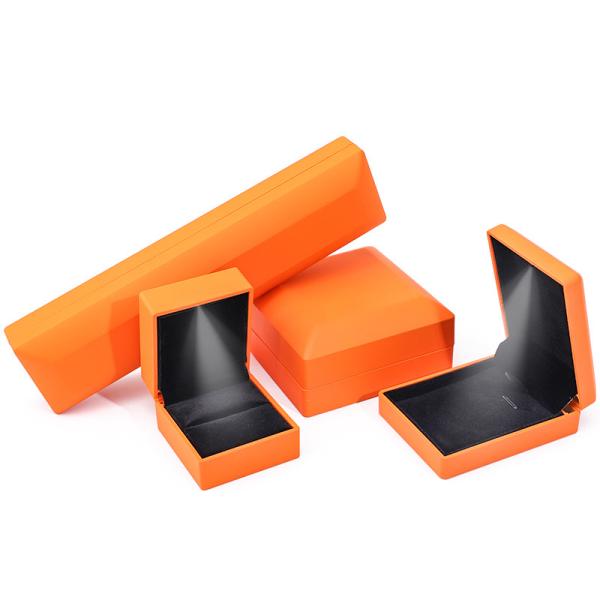 Quality Customized Size Handmade Orange LED Ring Jewelry Box for Custom Logo and White for sale