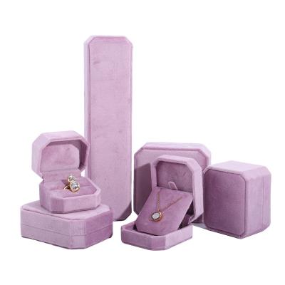 China Custom Logo Velvet Jewelry Box for Hanhong Pink Necklace Bracelet Ring Packaging factory