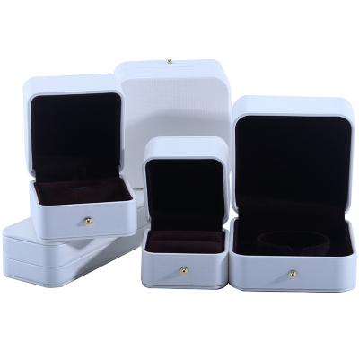 China White PU Leather Jewelry Packaging Box for Wedding Necklace Earrings Ring 9.5*9.5*6cm for sale