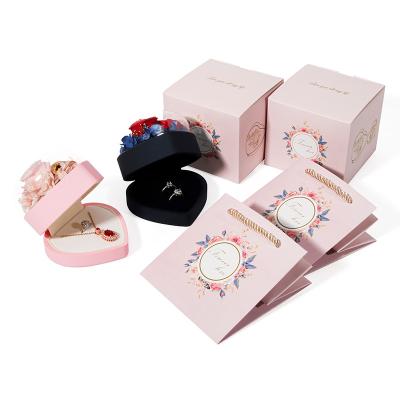 China Custom Flower Jewelry Box Heart Shaped Gift Box With Velvet Packaging Box for sale