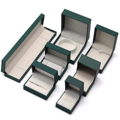 China Luxury Green Jewelry Paper Box Earrings Necklace Pendant Ring Packaging Custom Logo for sale