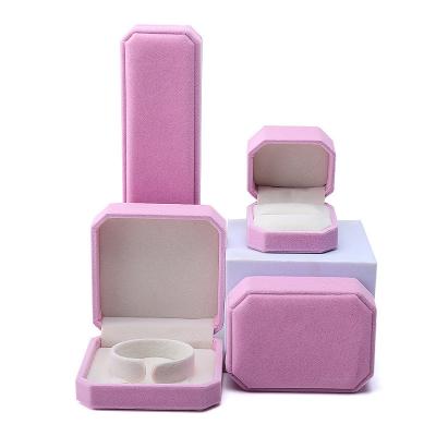 중국 우아한 손으로 만든 핑크 팔작지 벨벳 보석 상자 목걸이 귀걸이 팔찌 반지 판매용