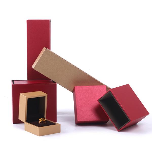 Quality OEM Logo Paper Jewelry Box Microfleece Drawer Box For Ring And Pendant Packing for sale