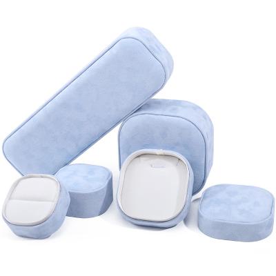 중국 고급 뚜?? 과 기본 보석 상자 로고와 함께 고품질 블루 벨벳 보석 상자 판매용