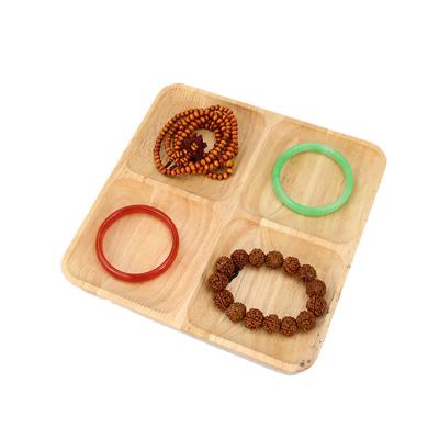 China Multiple Shapes Jewelry Display Plate Wooden Bracelet Display Exhibition Tray for sale
