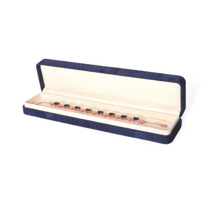 Cina China Manufacturing Wholesale Premium Blu Jewellery Packaging Box Custom Hign End Big Jewelry Set Collare Bracelet Earrings Ring Packaging Handmade Square Velvet Blue Jewelry Box With Logo in vendita
