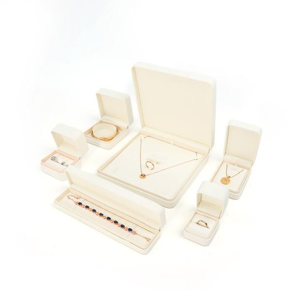 Quality Handmade Square White Leather Jewellery Packaging Box Custom Luxury Big Jewelry Set Box For Necklace Bracelet Earrings Ring Packaging for sale