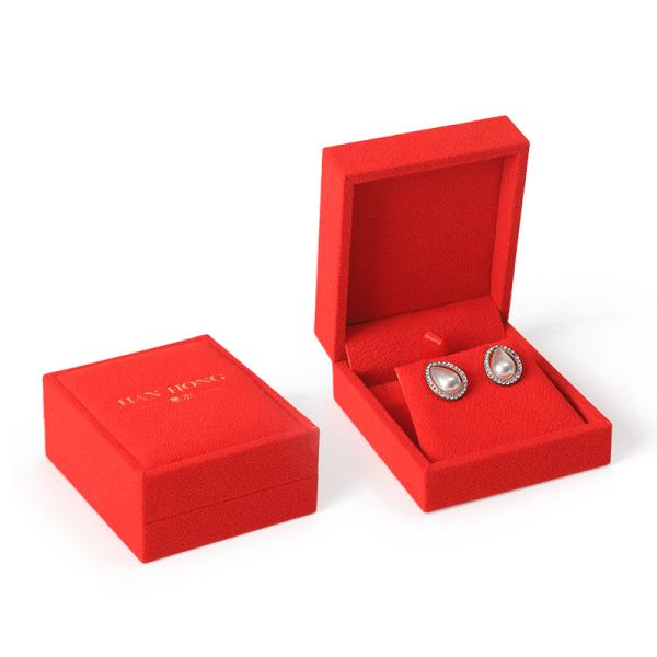 Quality high end velvet square red jewelry box for bracelet Necklace ring packaging for sale