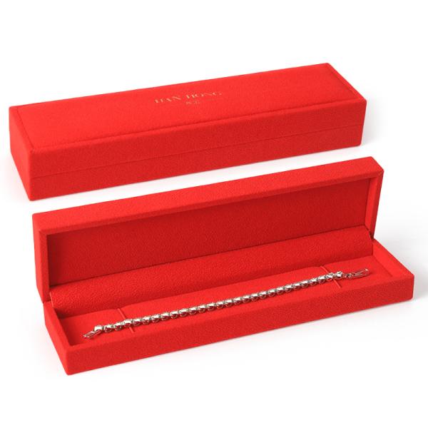 Quality high end velvet square red jewelry box for bracelet Necklace ring packaging for sale