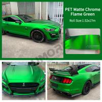 Quality Matte Chrome Flame Green Vehicle Vinyl Wrap Rolls 6 Mil 150 Micron Body for sale