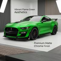 Quality Matte Chrome Flame Green Vehicle Vinyl Wrap Rolls 6 Mil 150 Micron Body for sale