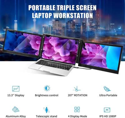 中国 ラップトップのスクリーン拡張用の14インチポータブルトリプルモニター 300CD/M2 25ms 販売のため