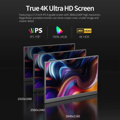 China 17.3 inch UHD IPS 4K Portable Monitor Screen Gaming PC Phone Extended Screen For Mobile for sale