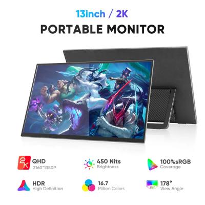 China 13'' Portable Dual Laptop Monitor Screen 2K IPS Display Extender for Laptops for sale