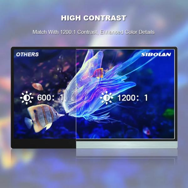 Monitor di gioco portatile per laptop PS5 13,3 pollici 1200 1 Contrasto 100% sRGB Color Gamut e HD Interfaccia USB Type-C