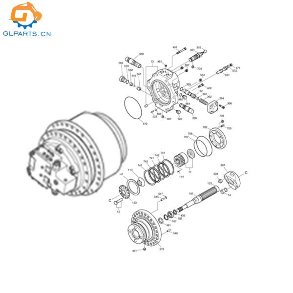 Quality 401-00439C 401-00440B Final Drive Motor Travel Motor Assy Gearbox for DX300-7 for sale