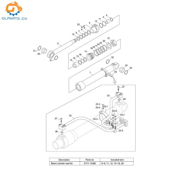 Quality 31N850121 31N850125 31N850115 31N850121 Boom Hydraulic Cylinder Assembly for for sale