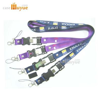China U disk Lanyard with U disk shell and a metal hook nylon Lanyard with silk-screen printing for sale