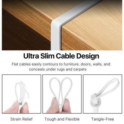 China New Design Cat6 RJ45 Cpnnector Jack Computer LAN Networking Patch Cord White Tangle free UTP Cat6 Flat Patch Cord for sale