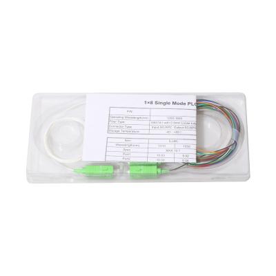 China Mini 1x8 PLC Splitter Steel Tube Fiber Optic SC/APC 1 8 PLC Splitter for sale
