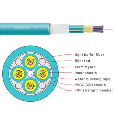 China 4 6 8 12 Core Indoor fiber optic cable GJBFJV Breakout Tight Buffered Fiber Optic Cable for sale