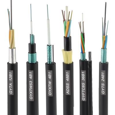 China Factory directly supply 12,24,48,96,144 core ADSS/GYXTW/GYTC8S fiber optic outdoor cable for sale