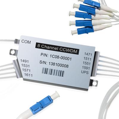 China Mini Box 8Ch CWDM Passive Mux Demux Module, 1270~1610nm Compact CWDM 8+1CH CCWDM With 1310nm Upgrade Port for sale