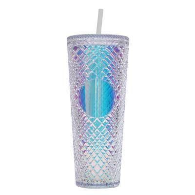 Cina Semi Transparent Honeycomb Textured Tumbler With Straw 24 Ounce Volume in vendita