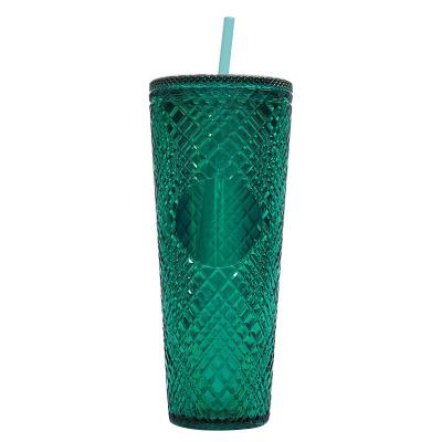 Cina Semi Transparent Honeycomb Textured Tumbler With Straw 24 Ounce Volume in vendita