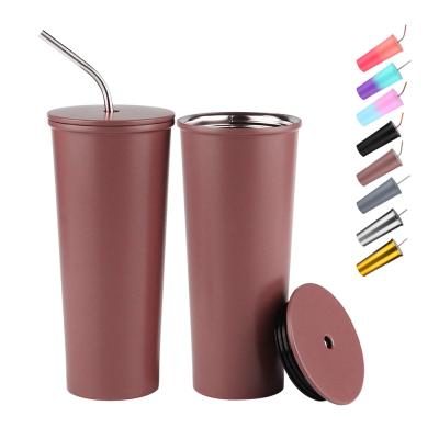 China Custom Logo Coffee Vacuum Tumbler Bottle Mugs With Straw for sale