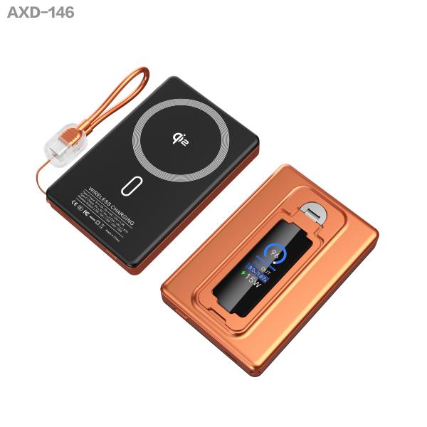Quality BST-A146 10000mAh Magnetic Wireless Power Bank, 22.5W Fast Charging Portable Charger with Built-in Stand & Lanyard for sale