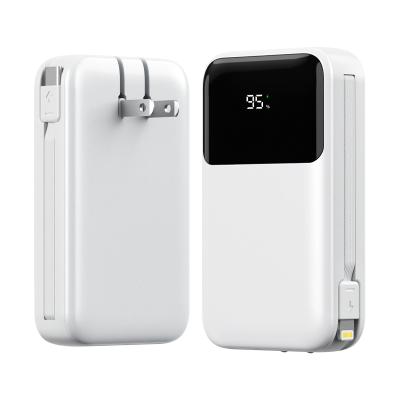 China Mini High Capacity 10000mAh 22.5W Fast Charging AC Portable Power Bank with LED Digital Display Cables & Type-C Input for sale