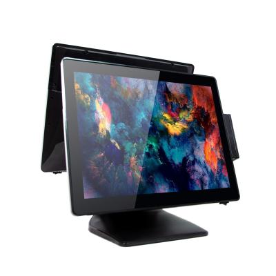 중국 15+15 인치 TFT 패널 LCD 터치 스크린 POS 시스템 카르아프 Pos 출납원 등록 판매용