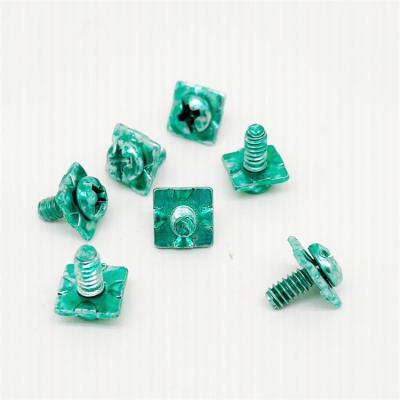 中国 Din7982 custom stainless steel cross recessed round head green screw square washer self tapping screw and bolt 販売のため