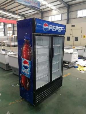 Cina Congelatore di vetro di raffreddamento diretto dell'esposizione della porta, frigorifero dell'esposizione delle bevande della doppia porta in vendita