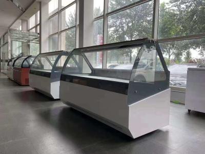 Cina I macellai delle doppie porte hanno refrigerato la ghiottoneria degli armadietti di esposizione che fa scorrere il vetro curvo in vendita