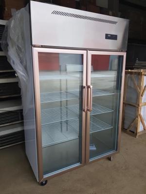 China Commercial Glass Door Refrigerator Stainless Steel Upright Display Freezer for sale