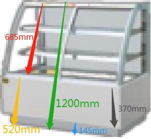 Cina Conservazione fresca curva del dolce raffreddata aria di Front Face Refrigerated Display Cabinet in vendita